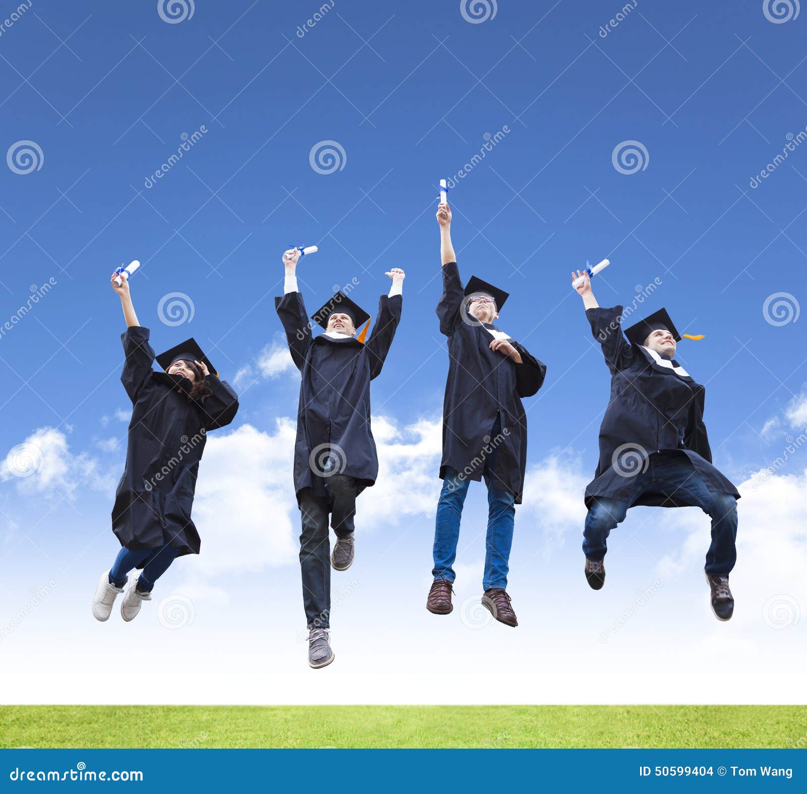 Young Group of Graduation Students Jumping Together Stock Photo - Image ...