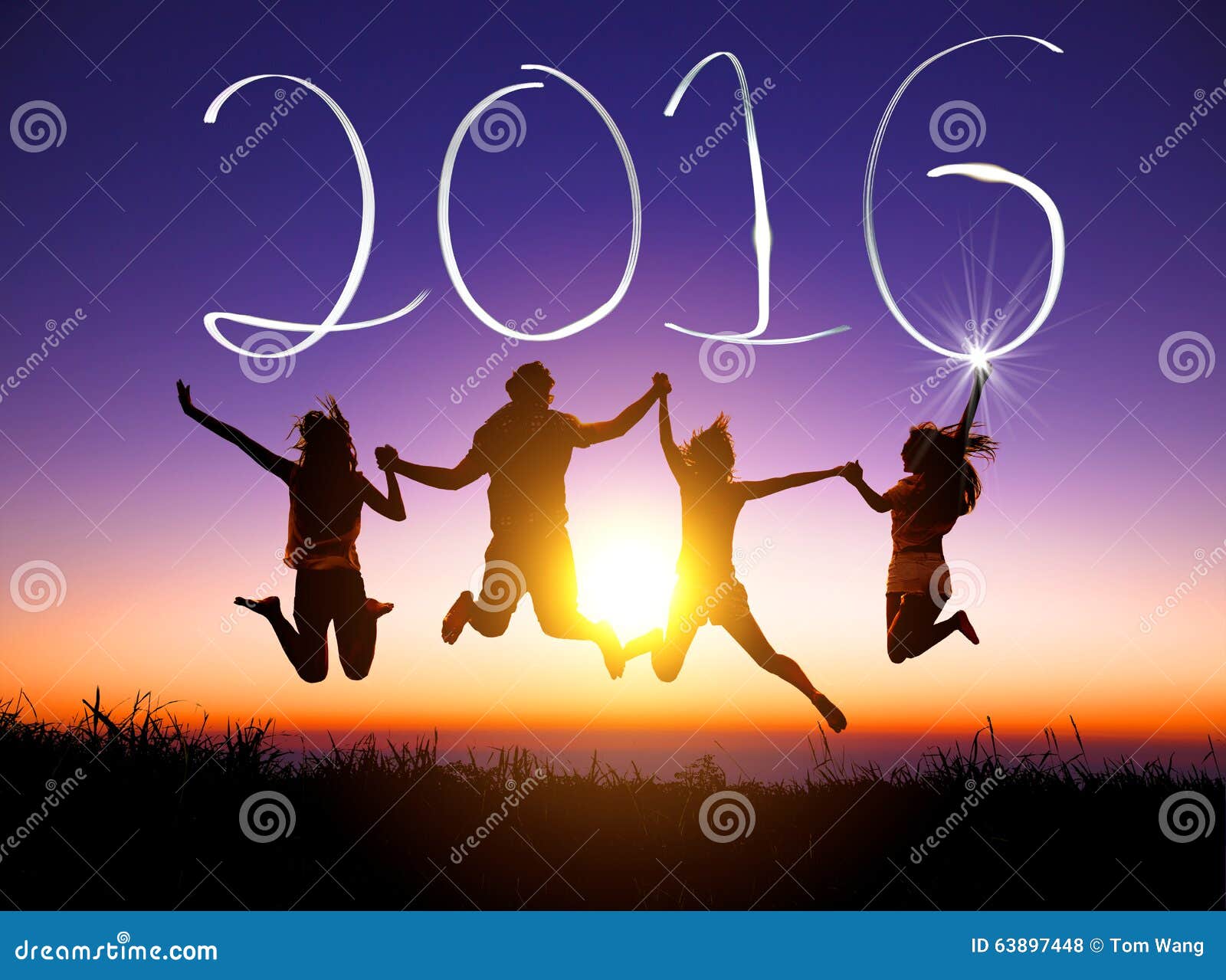 Young Group Jumping and Happy New Year 2016 Stock Photo - Image of ...