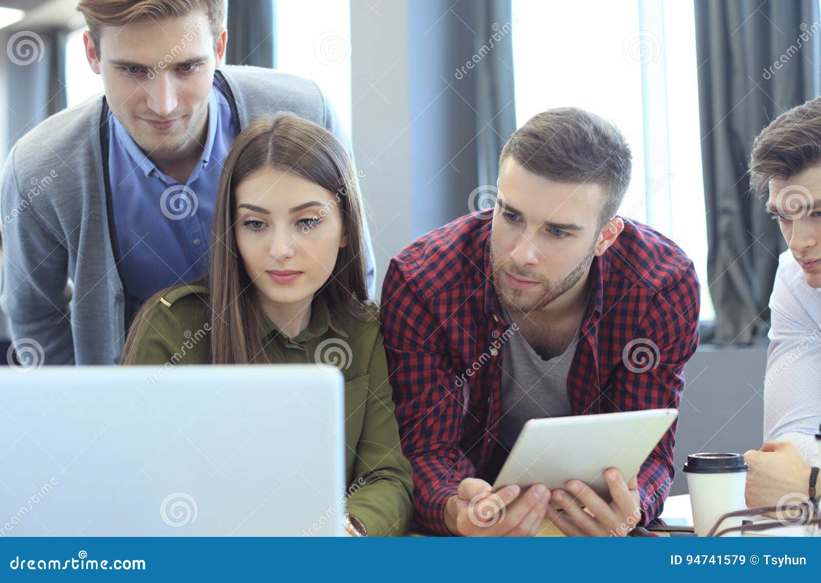 Young Group of People Doing Their Jobs on Laptop. Stock Image - Image ...