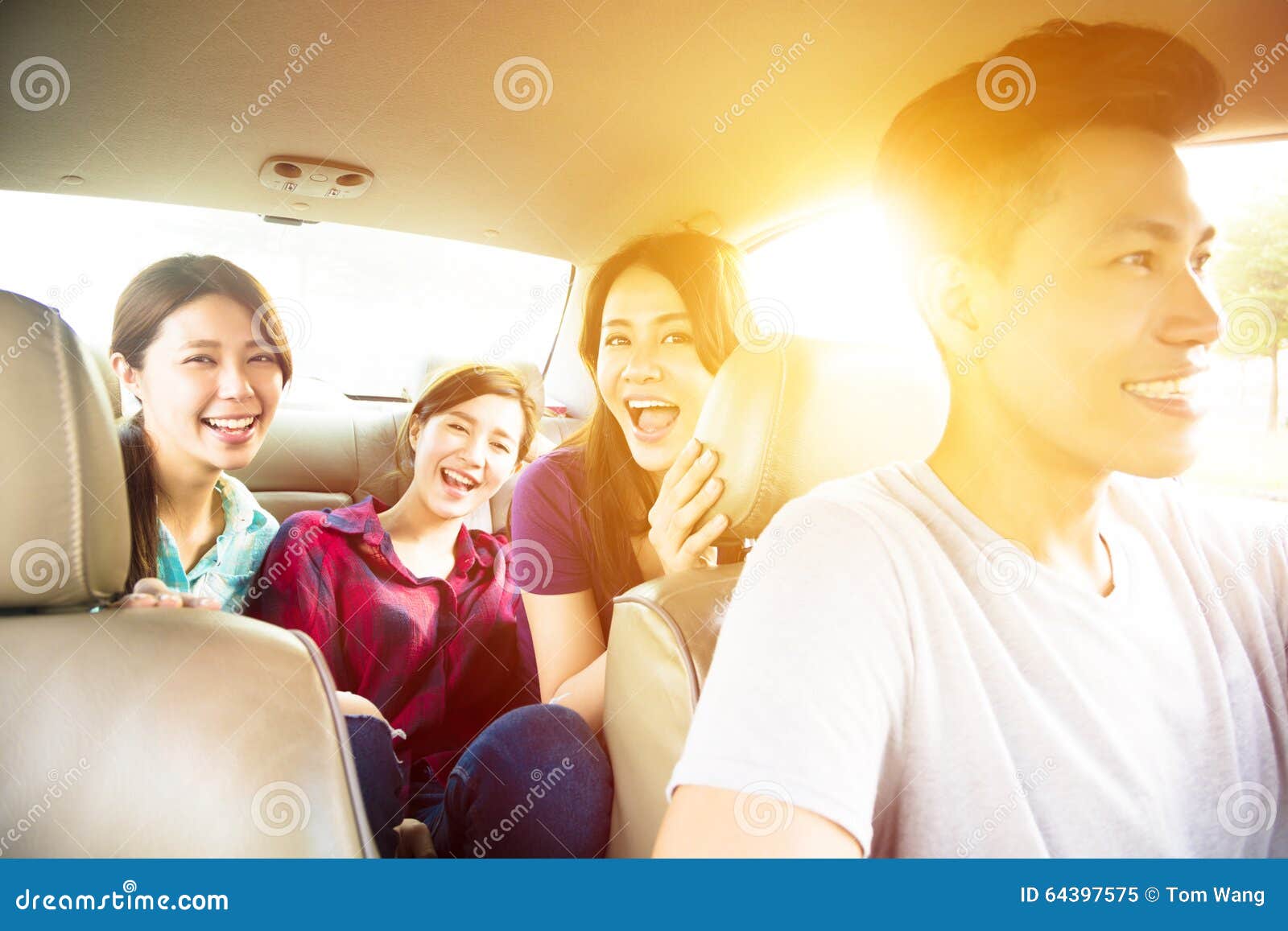 Young Group People Enjoying Road Trip in the Car Stock Image - Image of ...