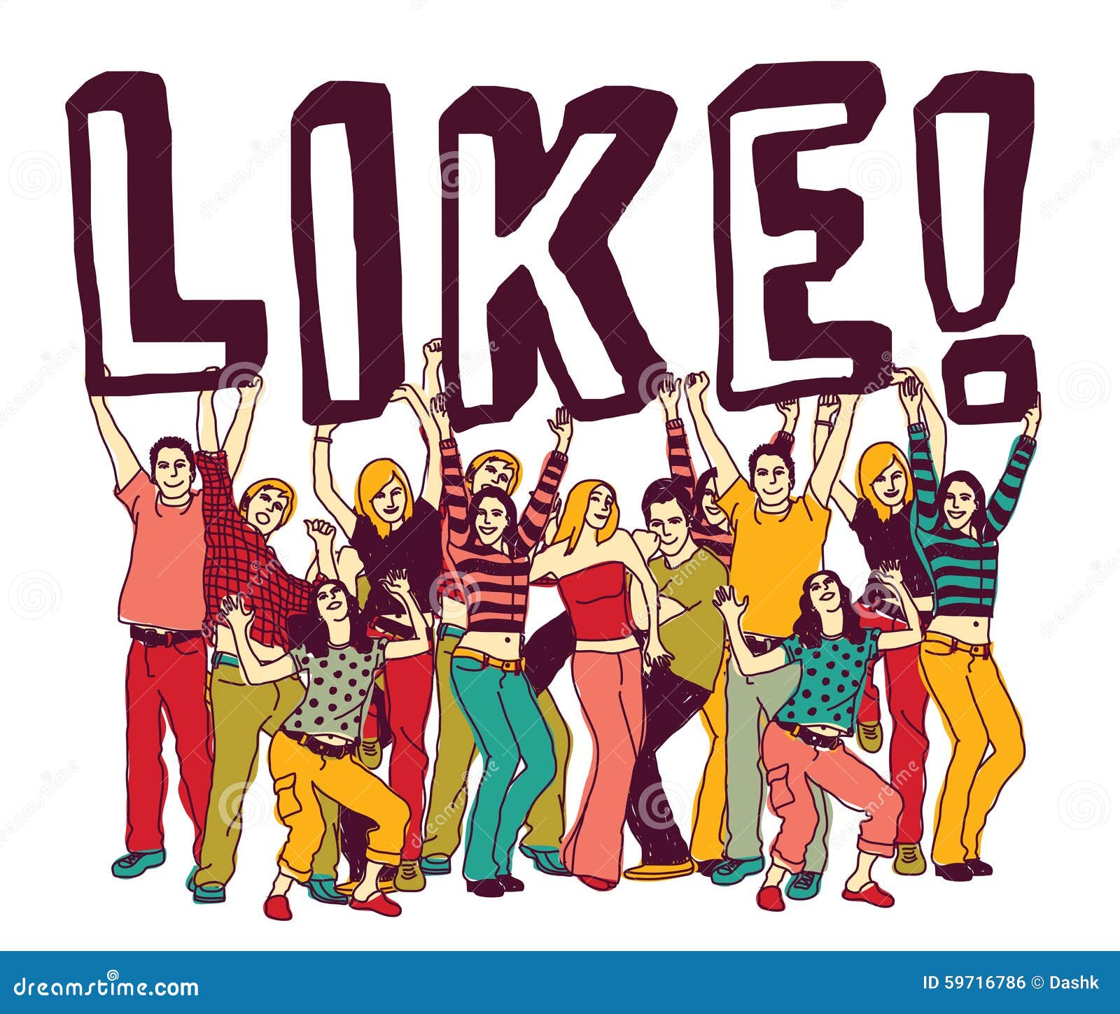 Young Group People and Like Sign Stock Vector - Illustration of ...