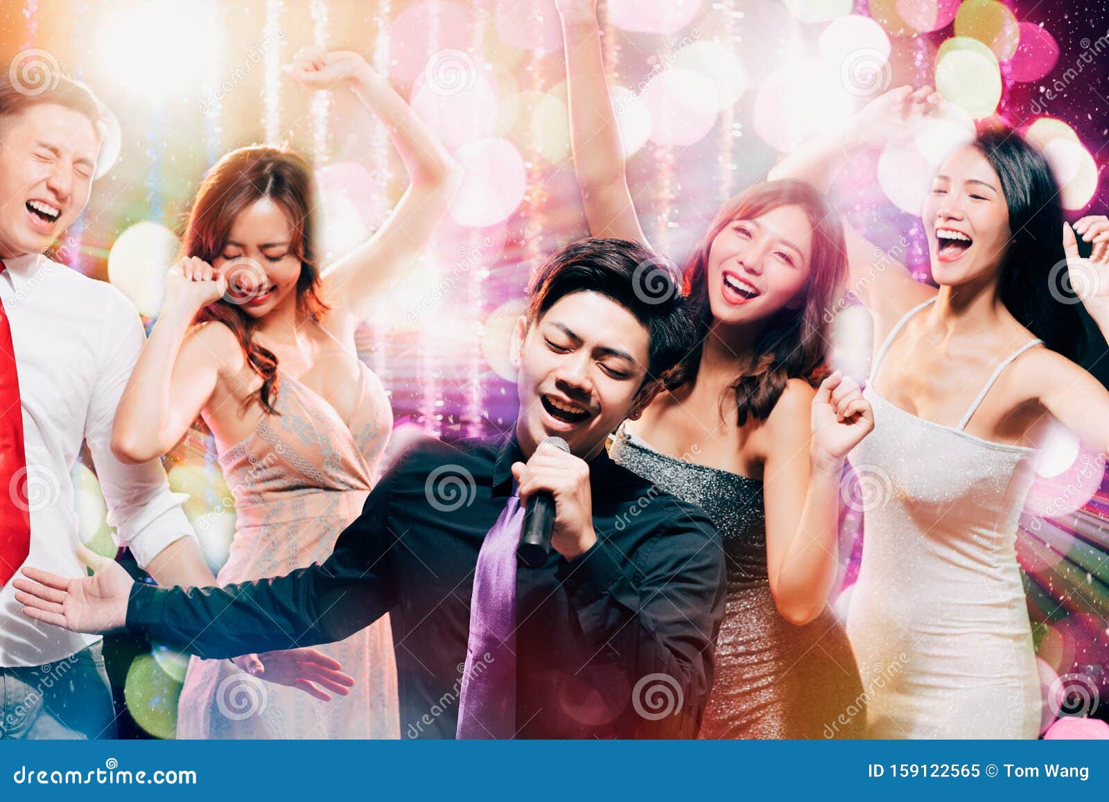 Young Group Singing and Dancing in Party Stock Image - Image of happy ...