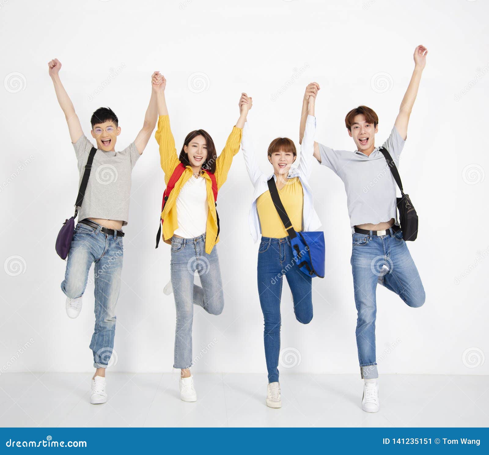 Young Group of Student, Smiling and Dancing Stock Image - Image of ...