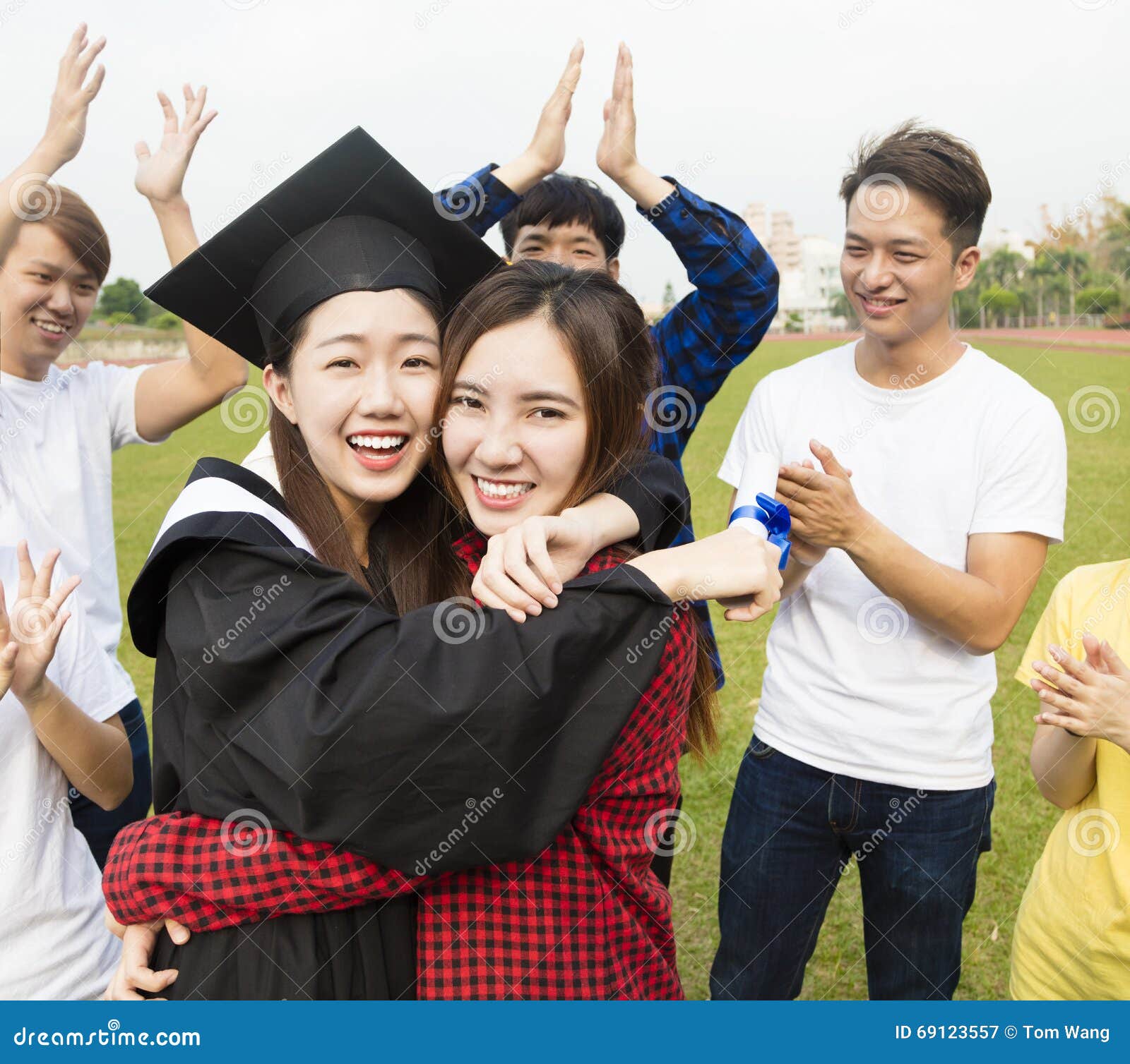 Young Group Students Celebrates Graduation in School Stock Image ...