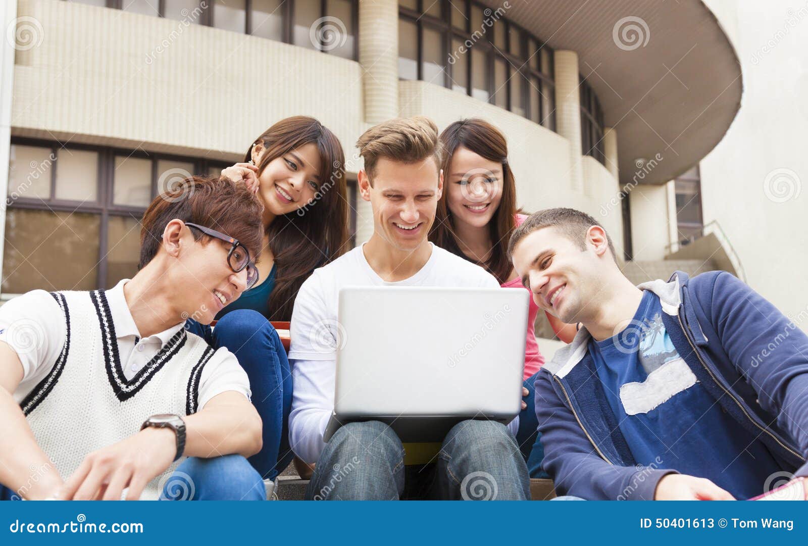 Young Group of Students Watching the Laptop Stock Image - Image of ...