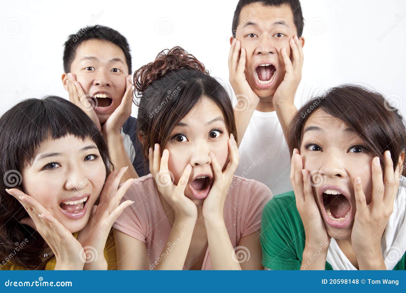 Surprised Group Of People Looking Up To Copy Stock Image ...