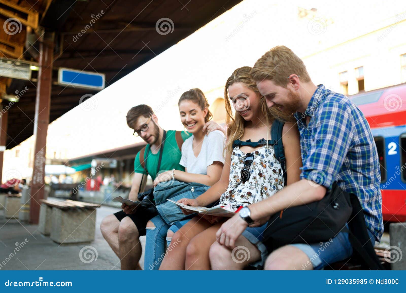 Young Group of Travelling Tourists Stock Image - Image of smiling ...
