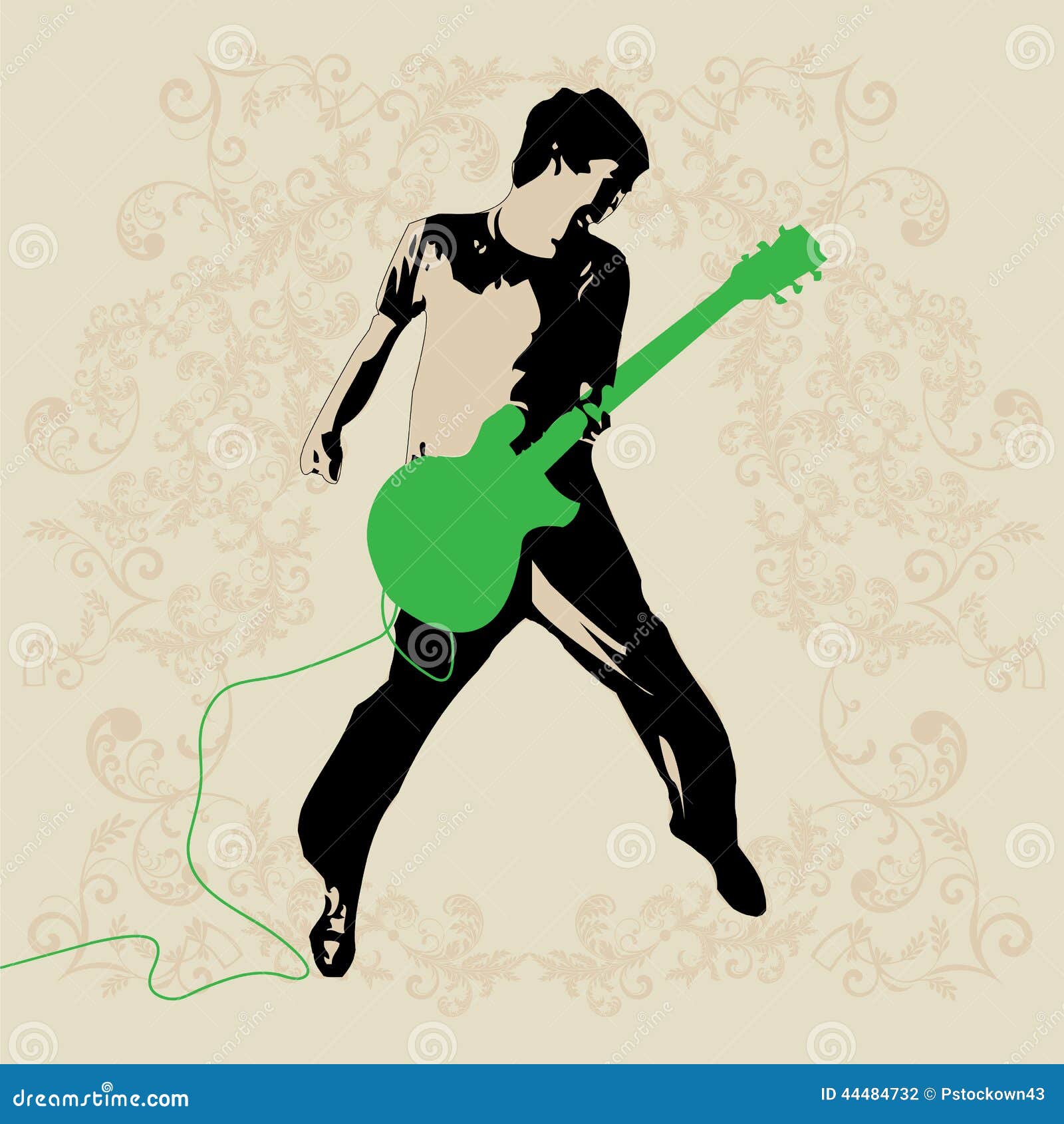 Young Guitar Player Vector stock vector. Illustration of arts - 44484732