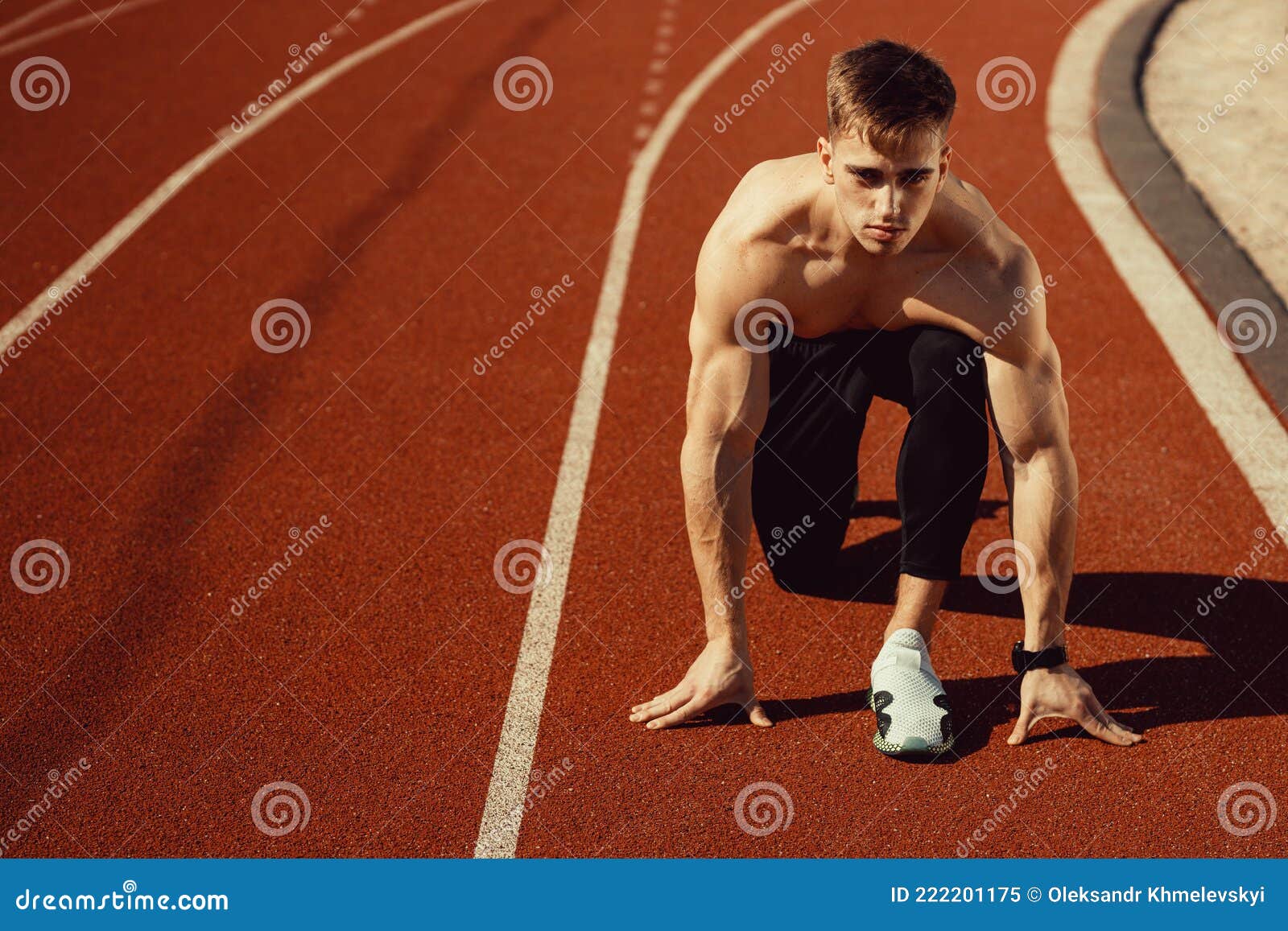 Young Guy with Athletic Body Getting Ready To Run Stock Image - Image ...