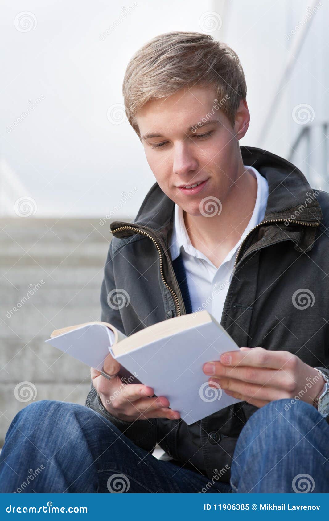 Young guy with book stock image. Image of outdoor, smiling - 11906385