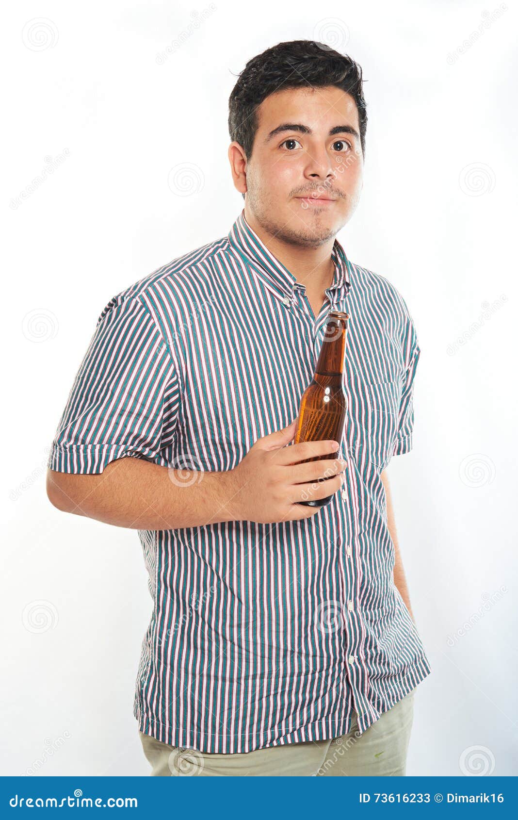Young Guy with Bottle of Beer Stock Image - Image of beer, looking ...
