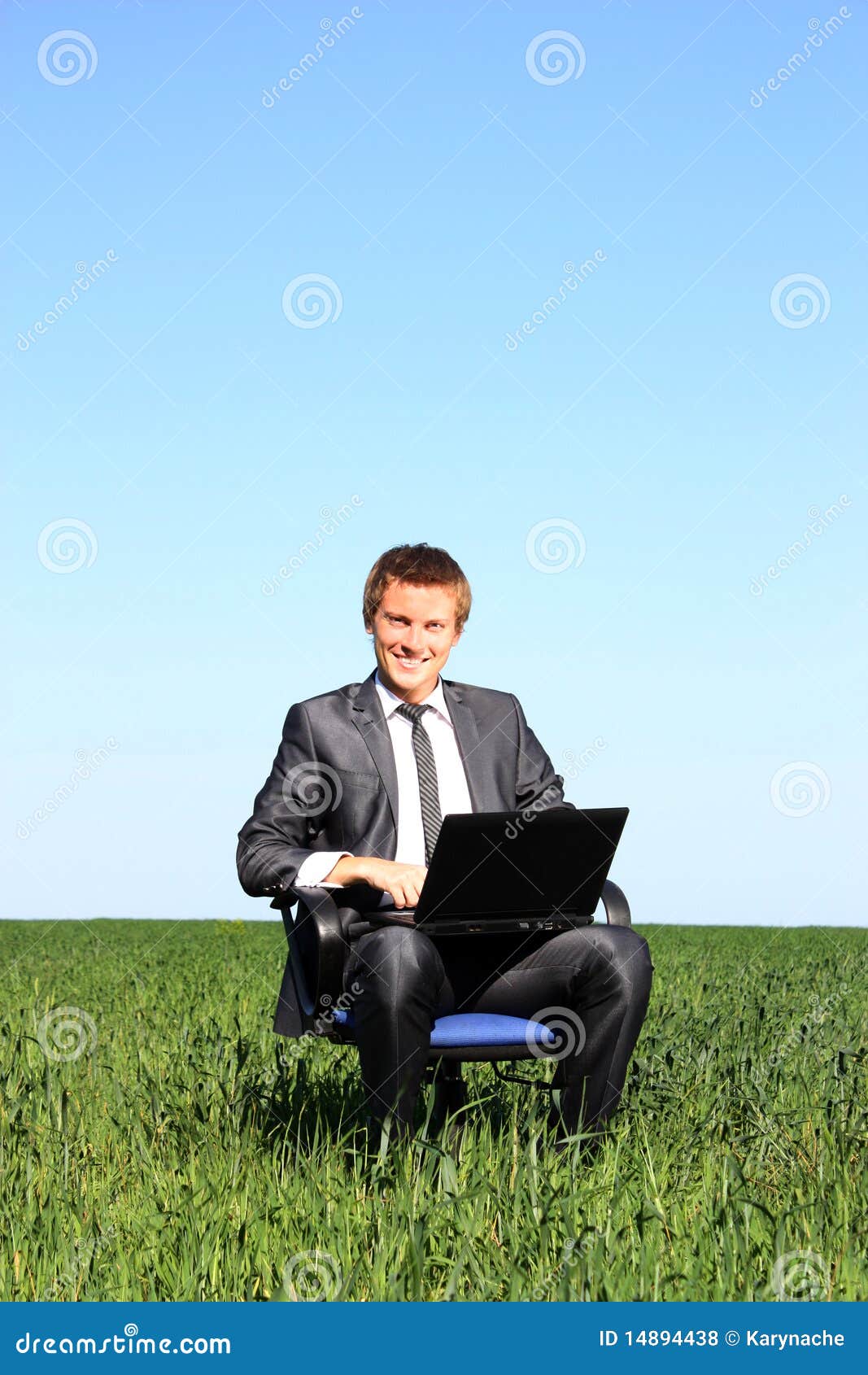 Young Guy Businessman. in the Suit, on the Field Stock Photo - Image of ...