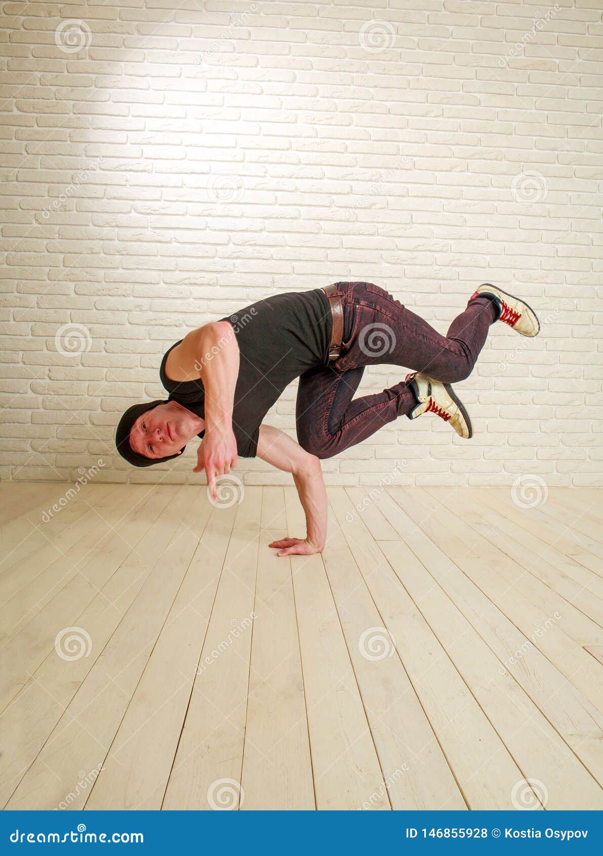 Young Guy in Casual Style Hip-hop and Breakdance Dancer Pose in Studio ...