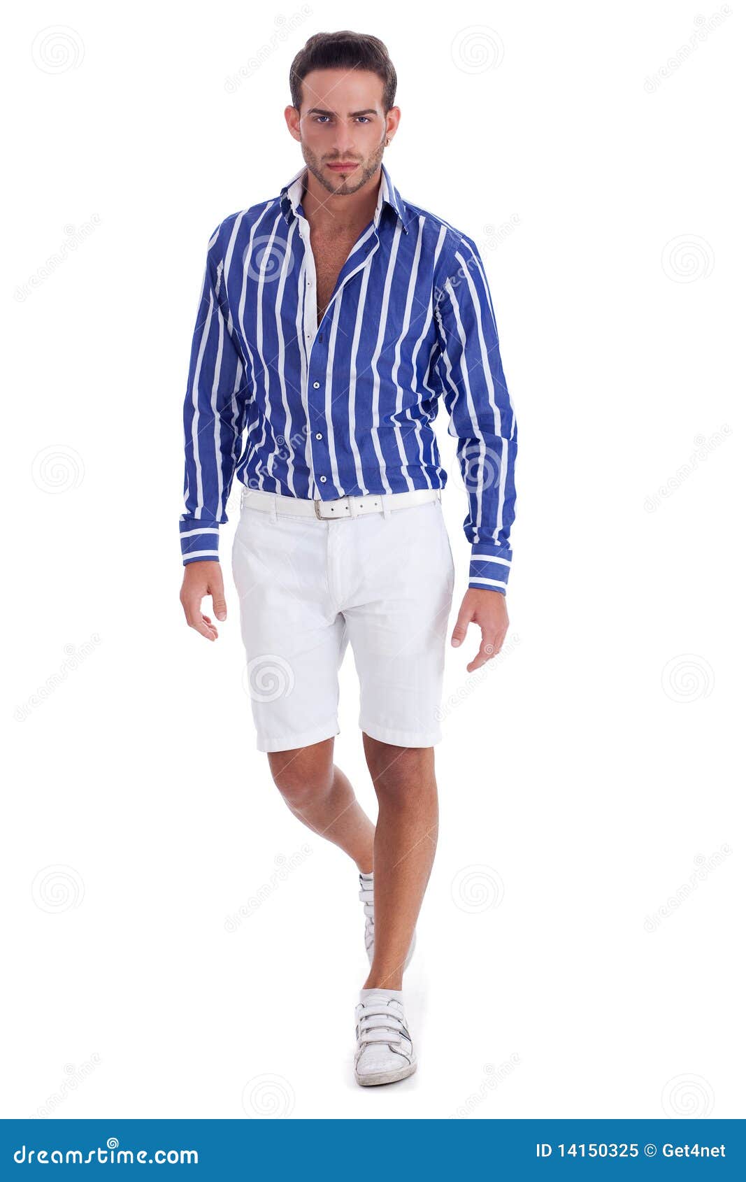 Young Guy in Casual Wear Ready To Walk Stock Image - Image of isolated ...