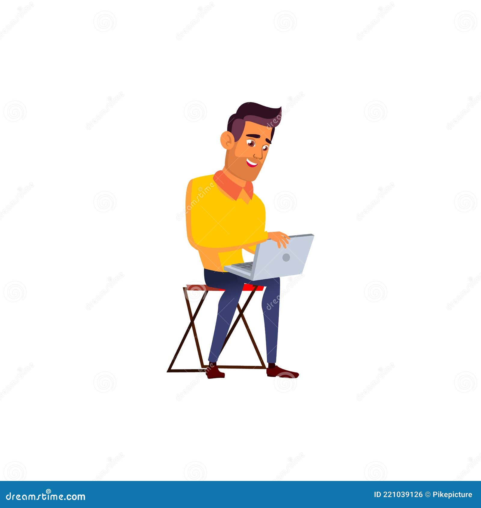 Young Guy Check E-mail on Laptop Cartoon Vector Stock Vector ...