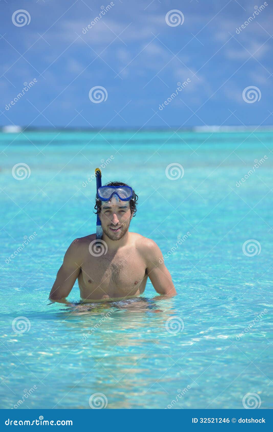 Young guy with diving mask stock photo. Image of maldives - 32521246