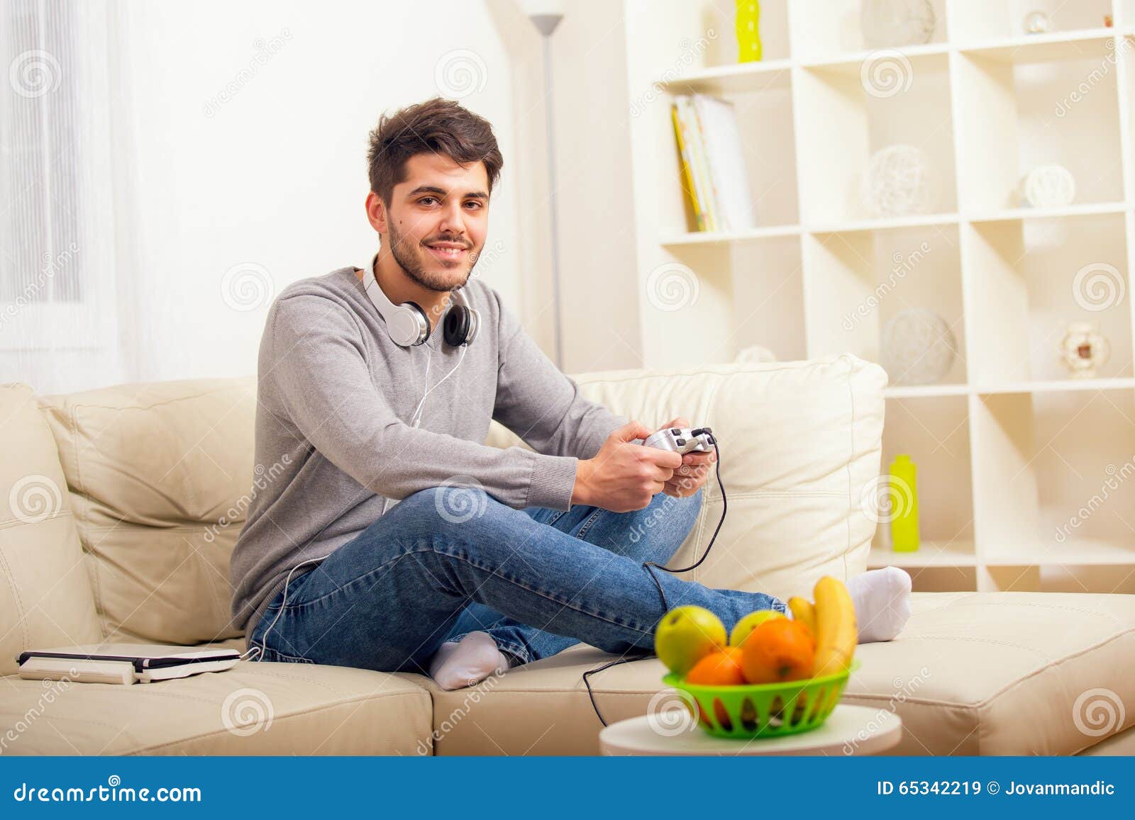 Young Guy Enjoying Computer Game Stock Image - Image of computer ...