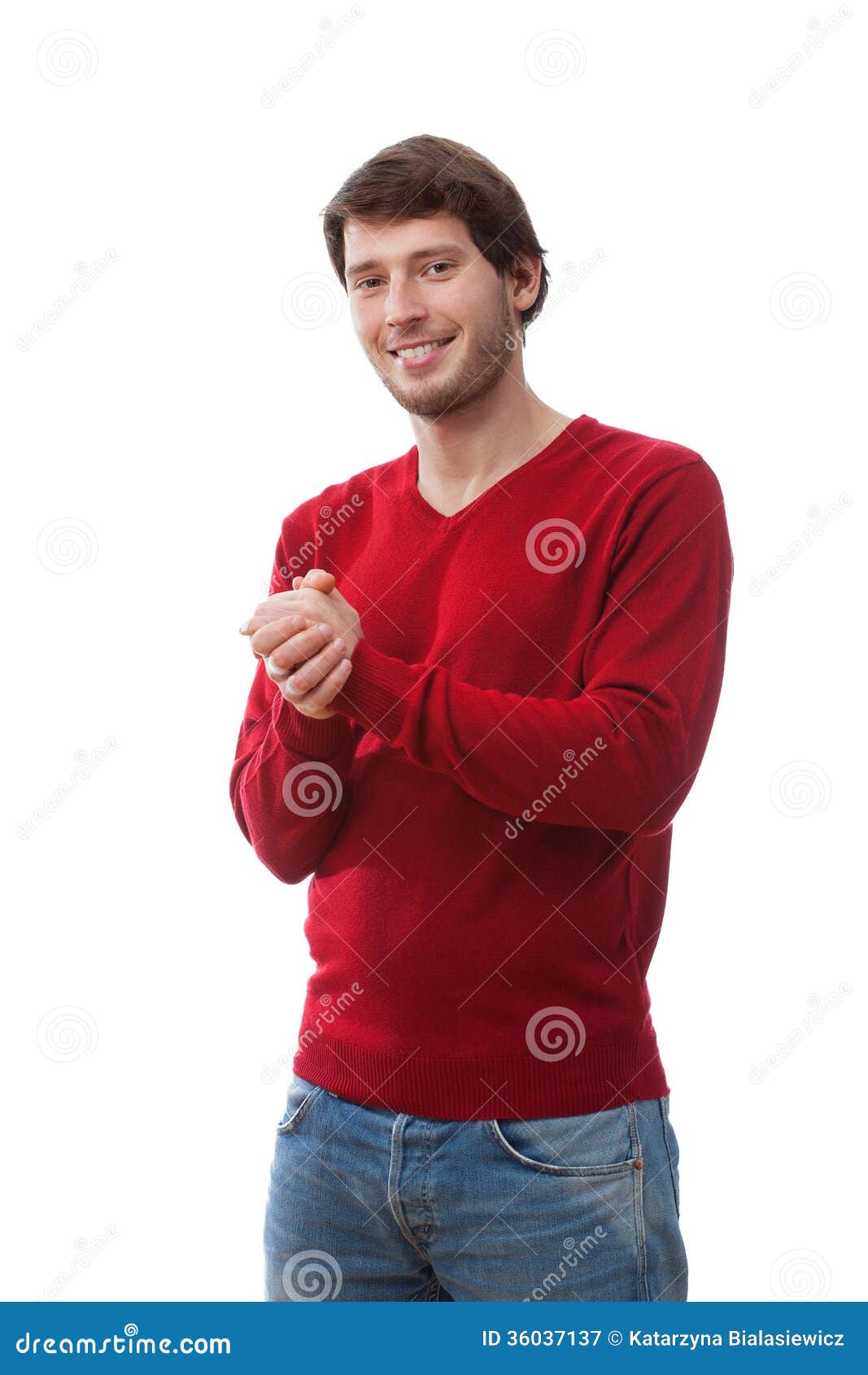 Young Guy with Folded Hands Stock Image - Image of caucasian, life ...