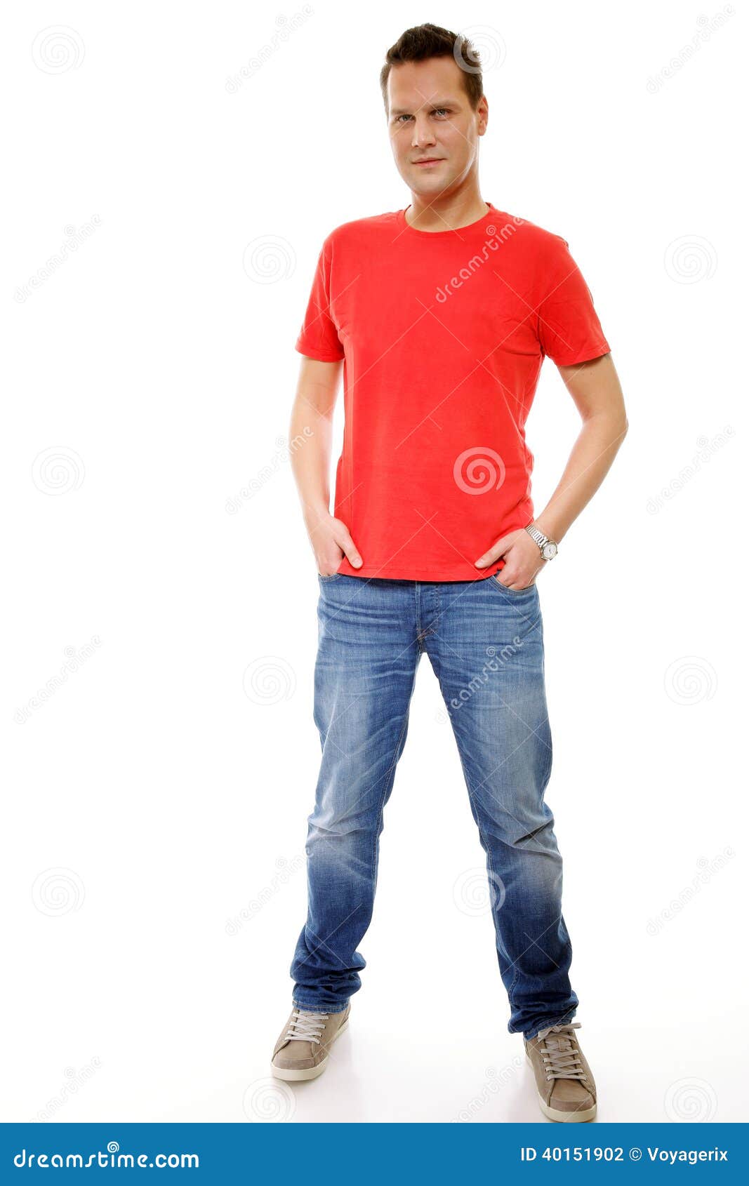 Young Guy with Hands in Pockets Isolated Stock Photo - Image of ...