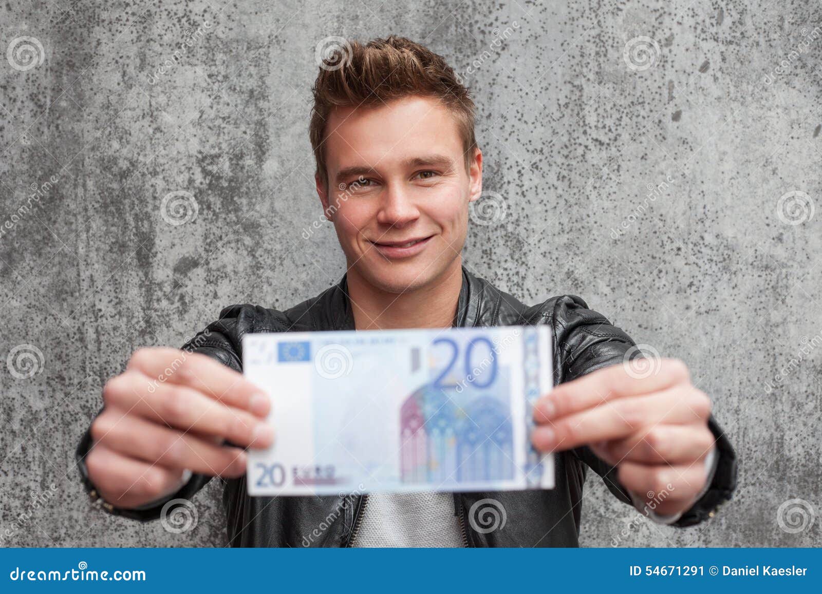 Young Guy Holding 20 Euro Note Stock Image - Image of teenager, money ...