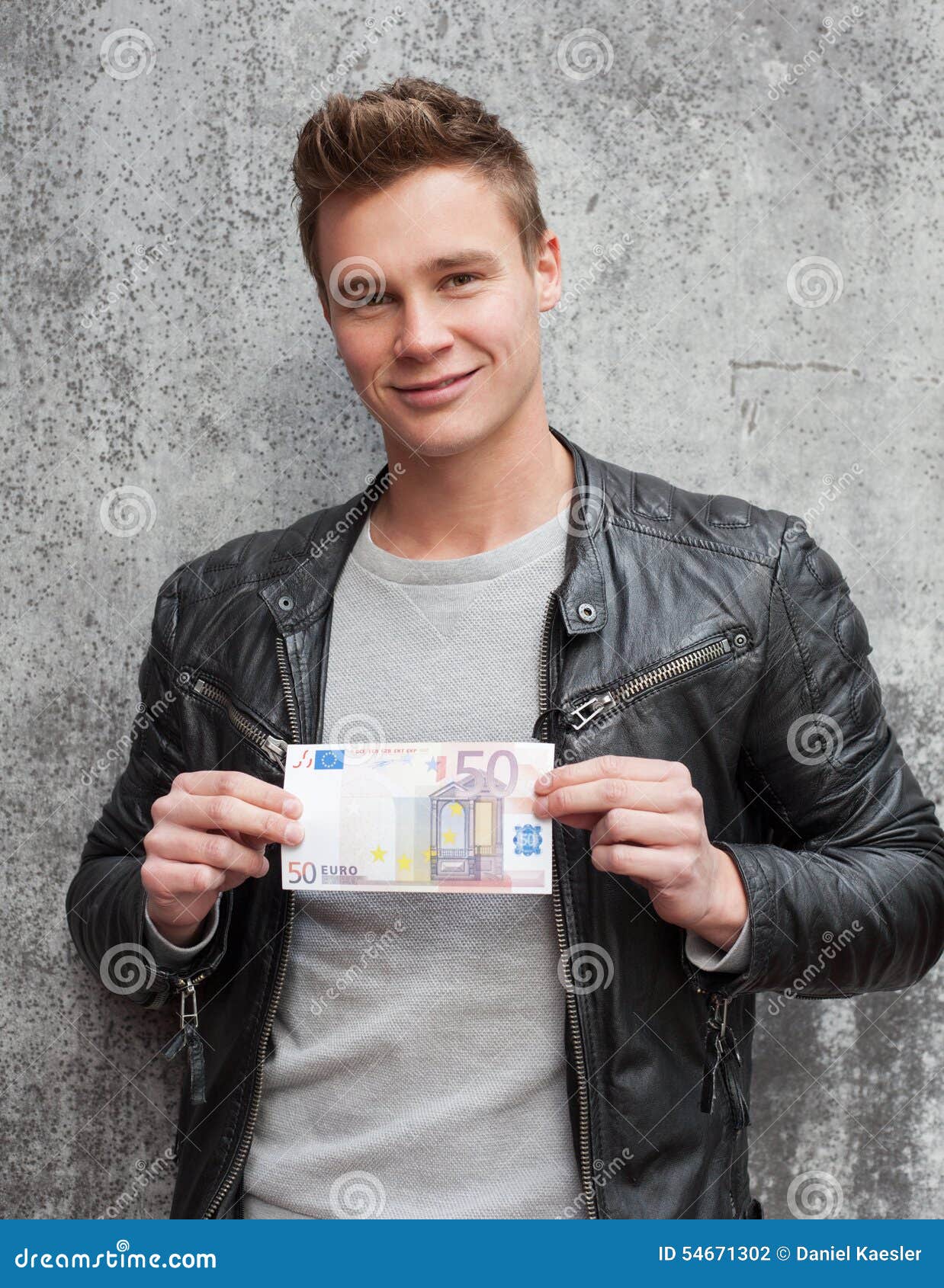 Young Guy Holding 50 Euro Note Stock Photo - Image of attractive ...