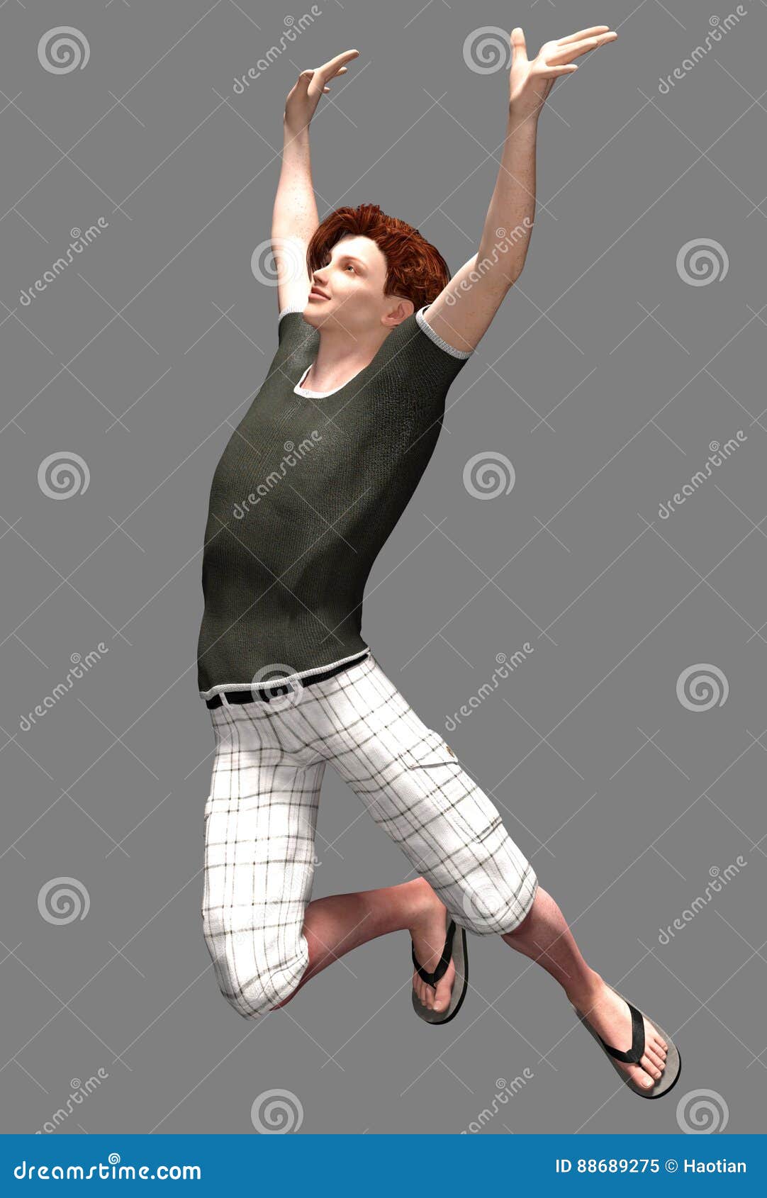 Young guy leaping in joy stock illustration. Illustration of graphic ...