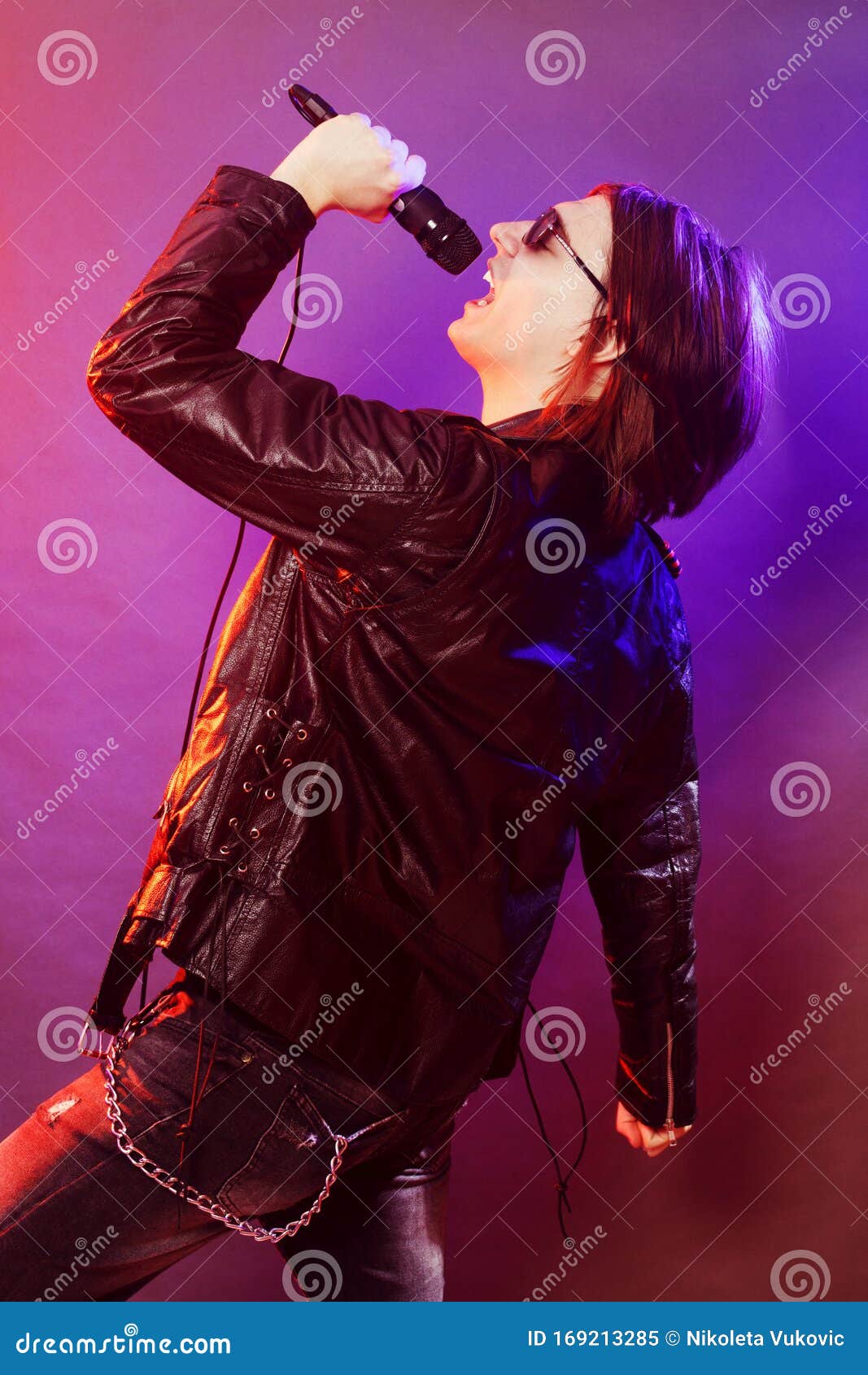 Singing in Microphone on Concert Stage Stock Image - Image of concert ...