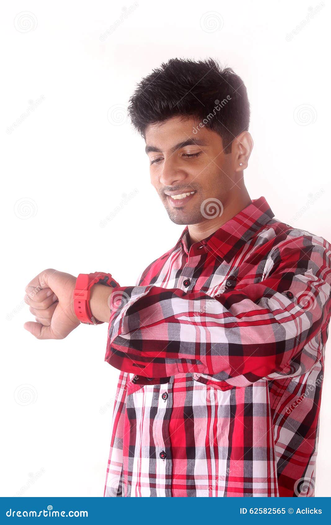 Young Guy Looking at His Watch Isolated on White Background Stock Image ...