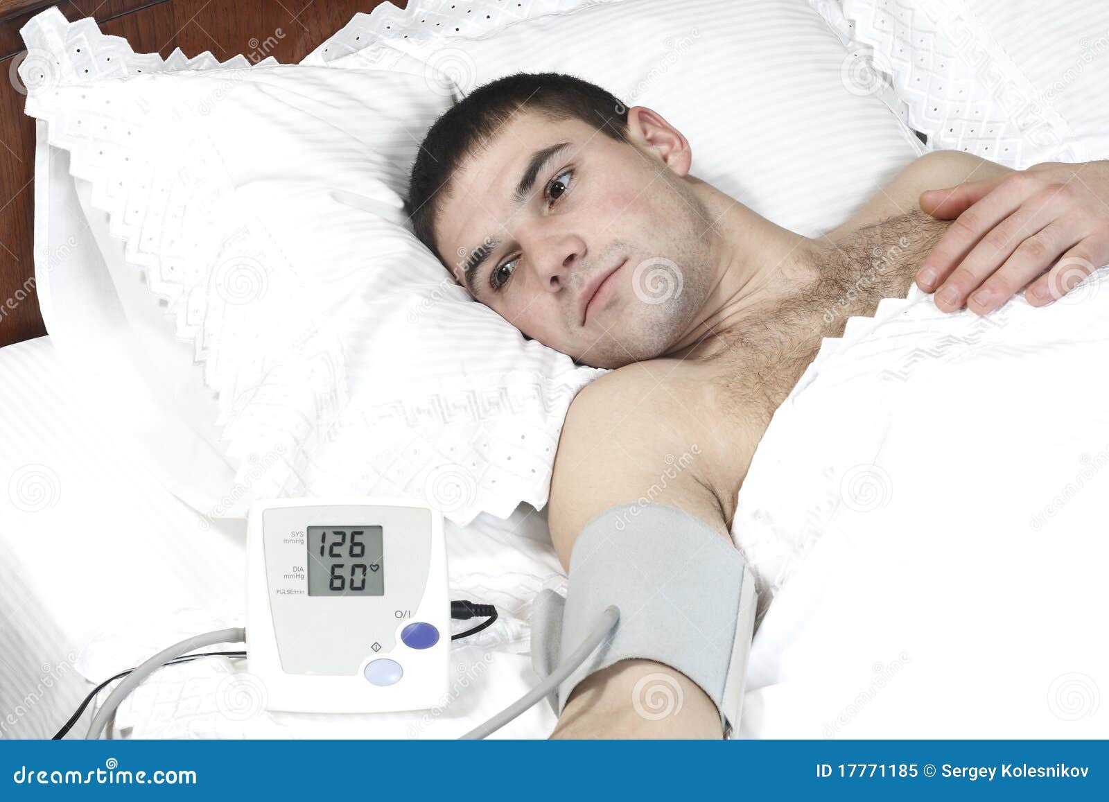 Young Guy Measures the Pressure Stock Image - Image of white, rate ...