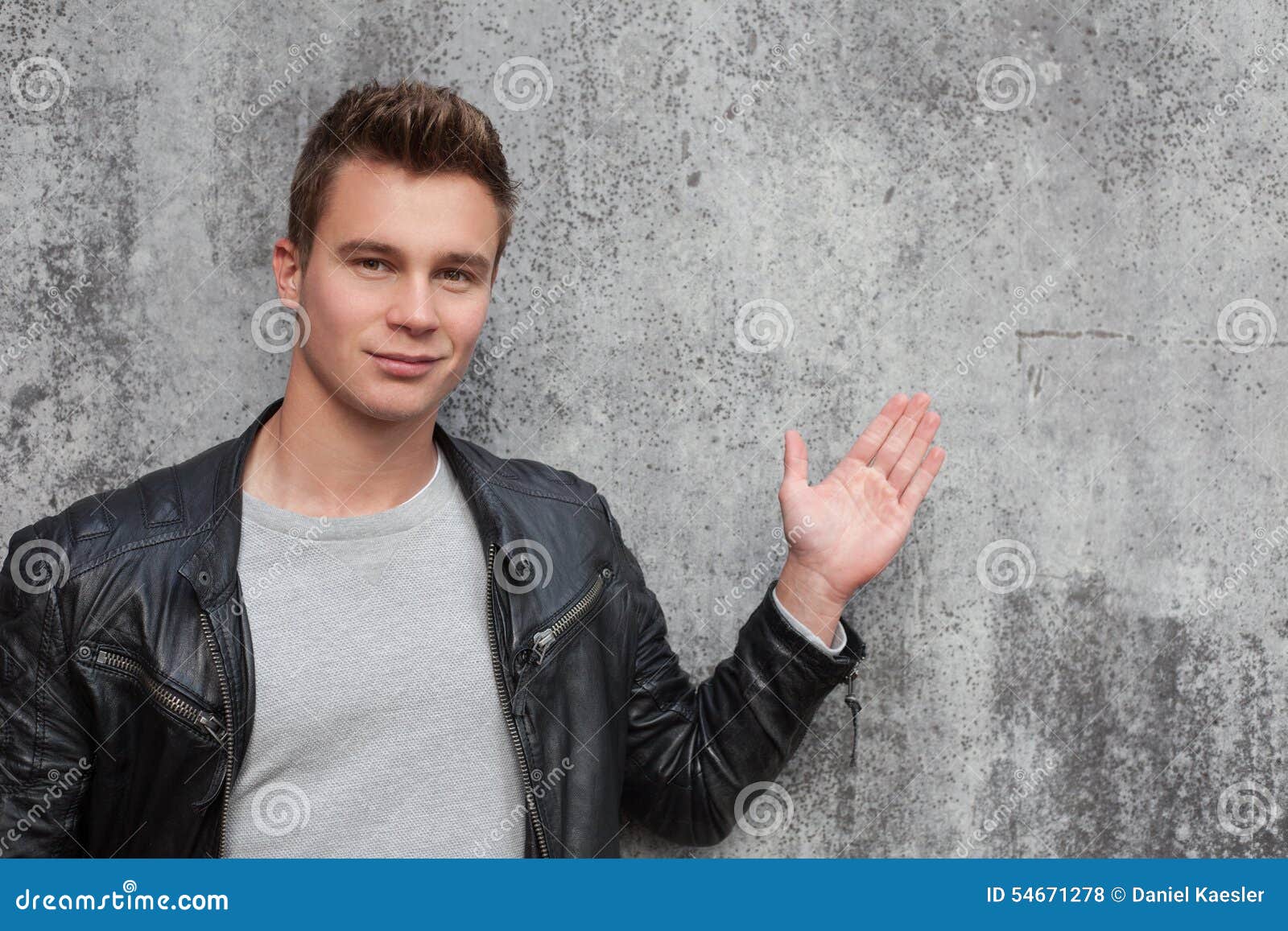 Young Guy Pointing To the Side Stock Photo - Image of person, text ...