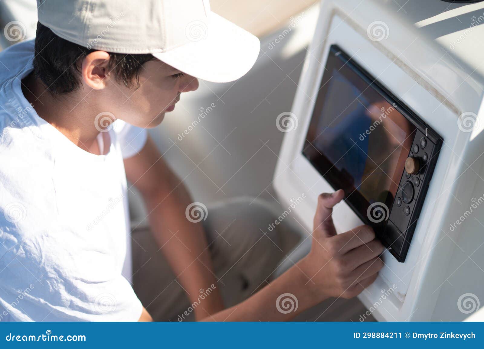 Young Guy Pressing Buttons on a Control Panel Stock Image - Image of ...