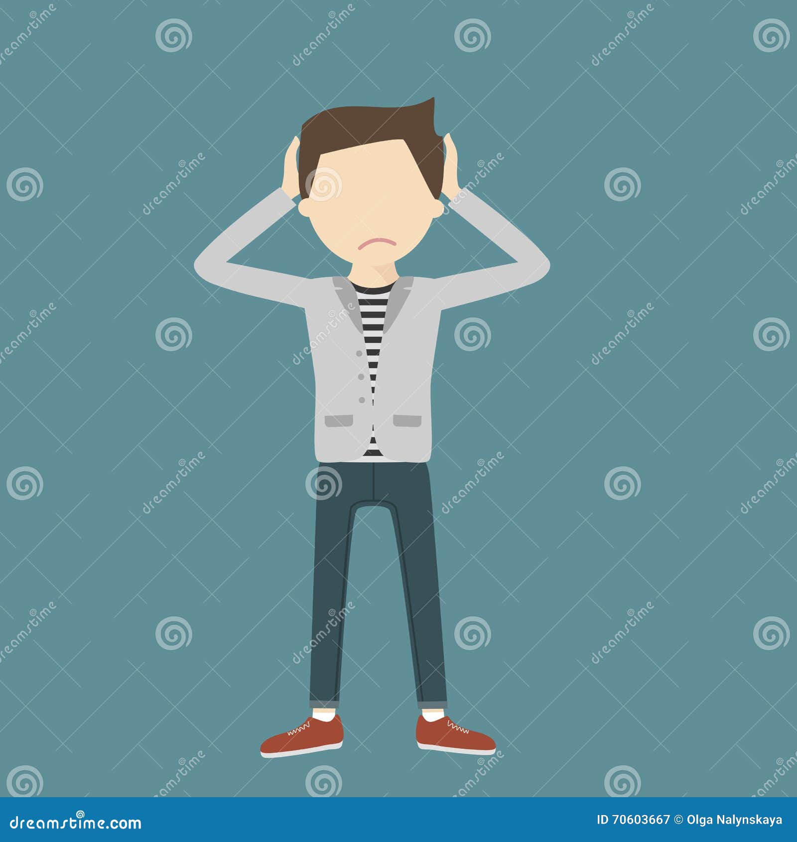 Young Guy with a Problem stock vector. Illustration of emotion - 70603667