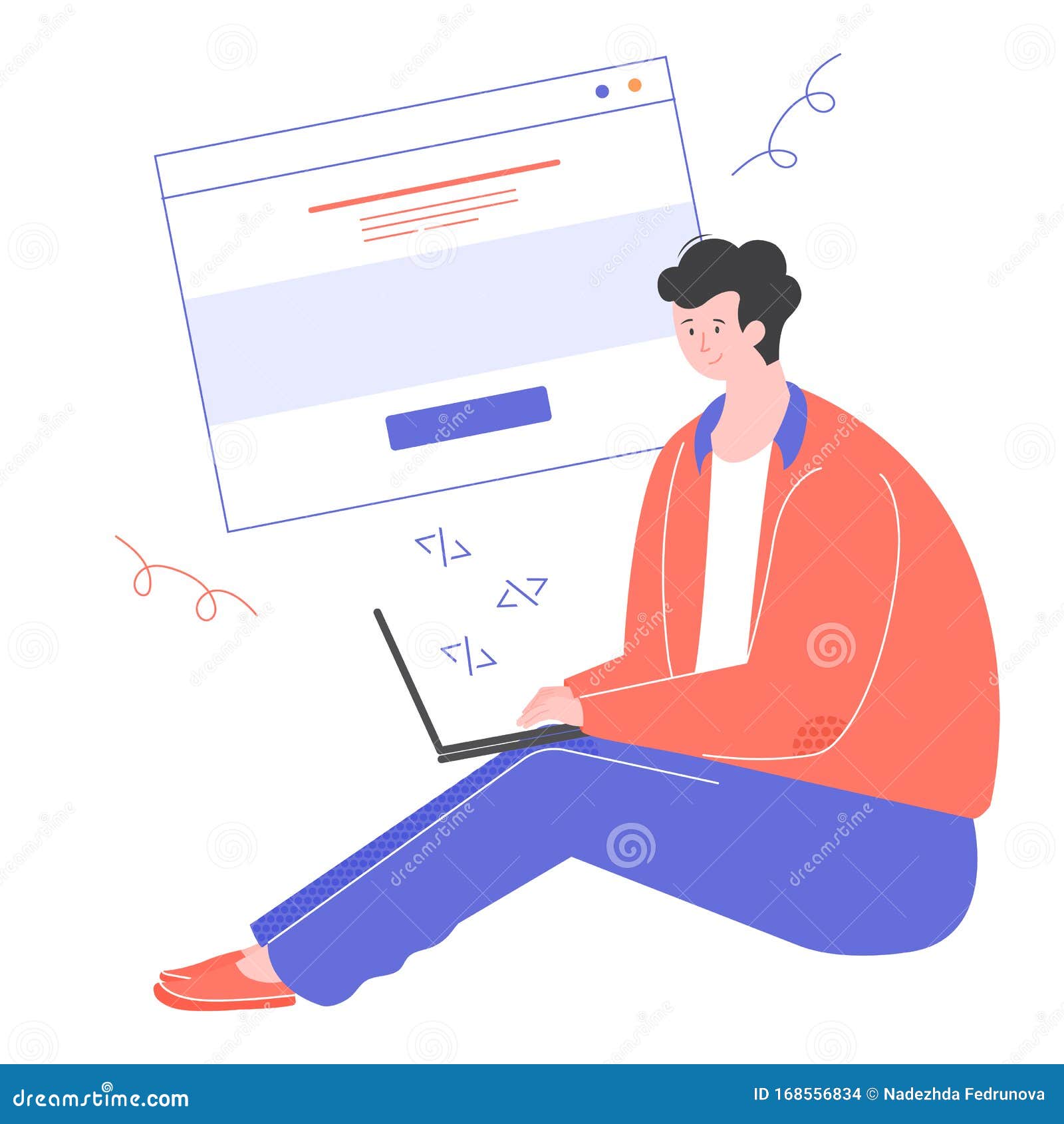 Young Guy is a Programmer, Coder, Web Developer. Stock Vector ... Young Guy is a Programmer, Coder, Web Developer. Stock Vector ...