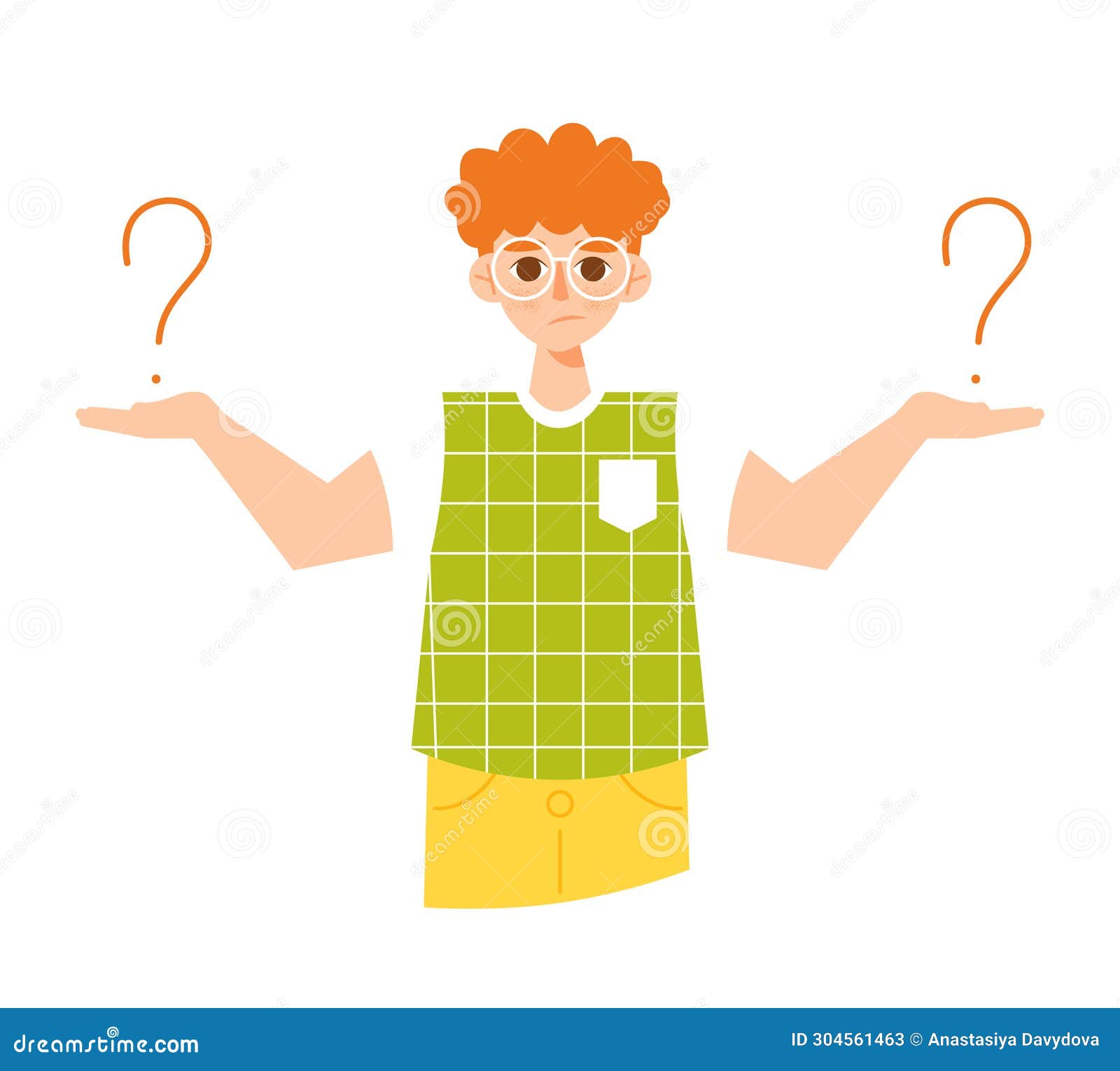 Confused Young Guy Thinking and Making Choice Surrounded by Question ...