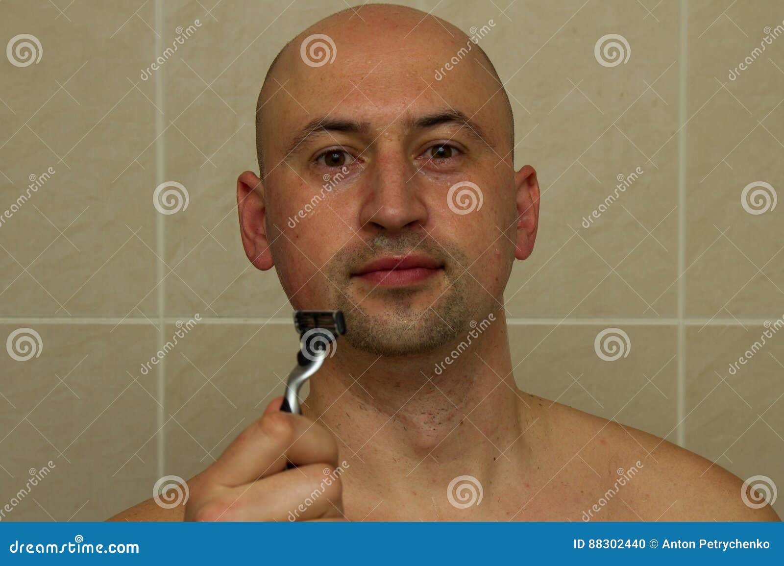 Young Guy with a Razor in Hand Stock Photo - Image of morning, human ...