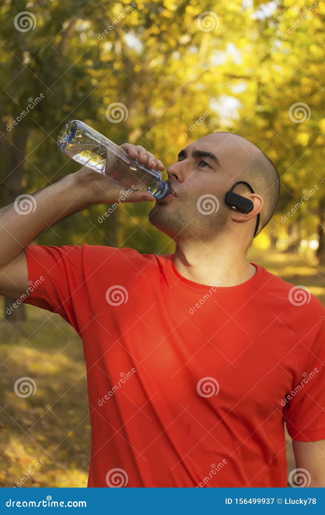 Young Guy Refreshing after Exercise in Park Stock Image - Image of ...