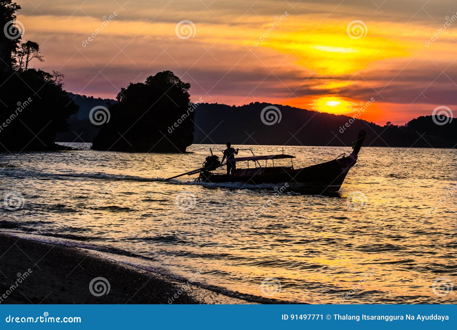 A Young Guy Rides a Boat during a Golden Sunset Stock Image - Image of ...