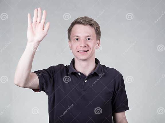 Young guy say hello stock photo. Image of hello, five - 72237666