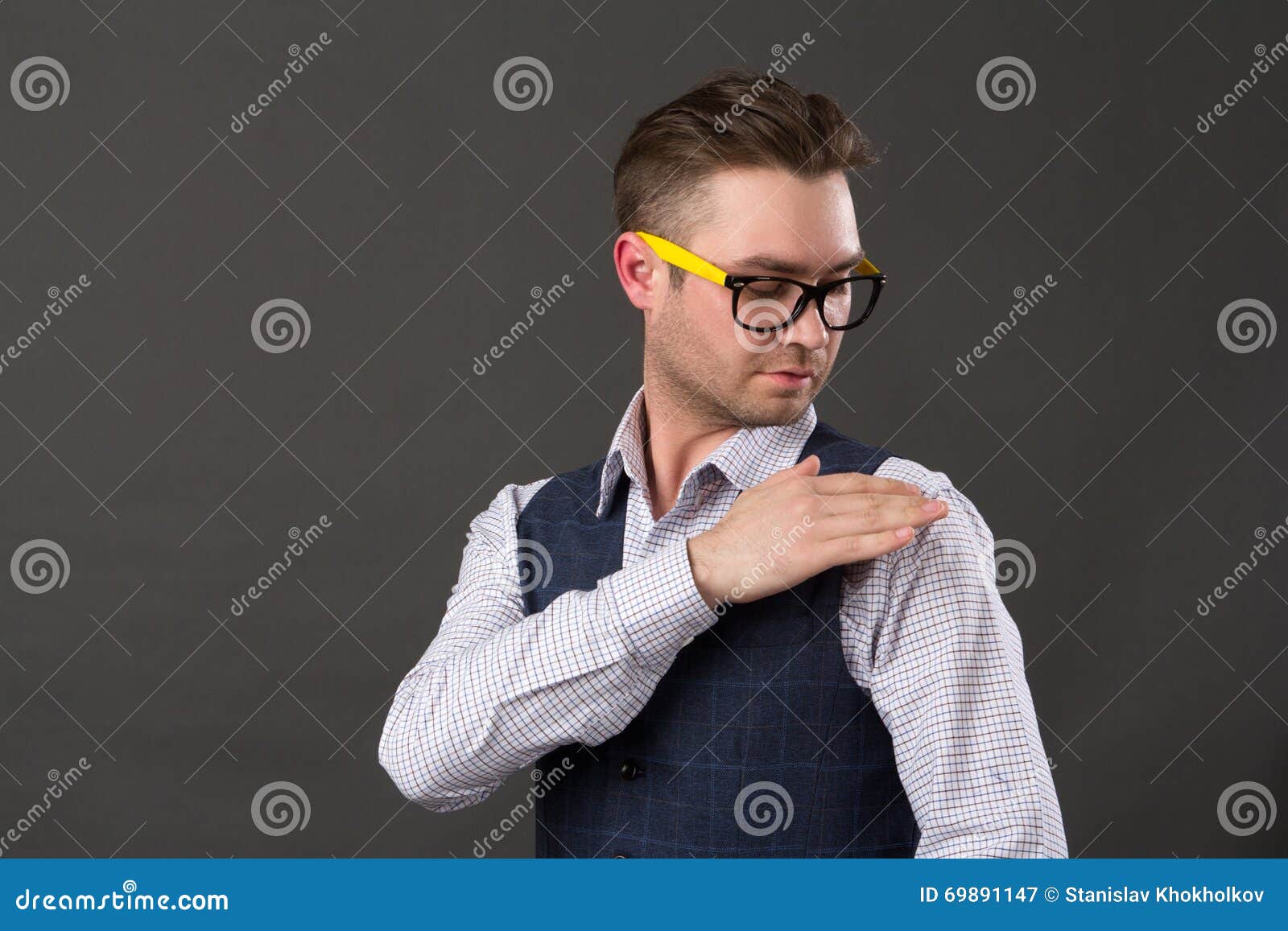Young Guy Shakes Dust Off Shoulder Stock Image - Image of male, dust ...