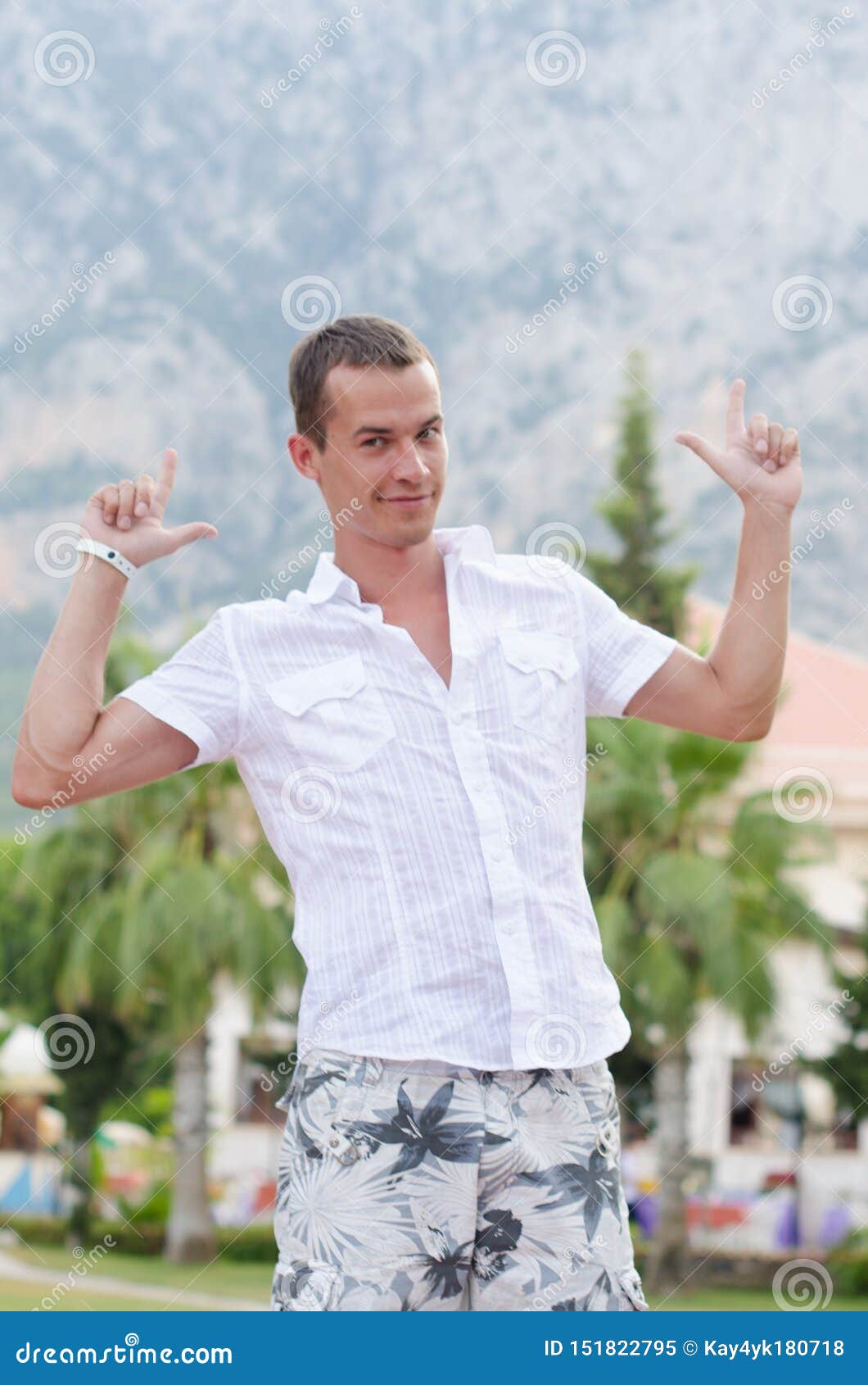 Young Guy Shows How Good on Vacation Stock Image - Image of portrait ...