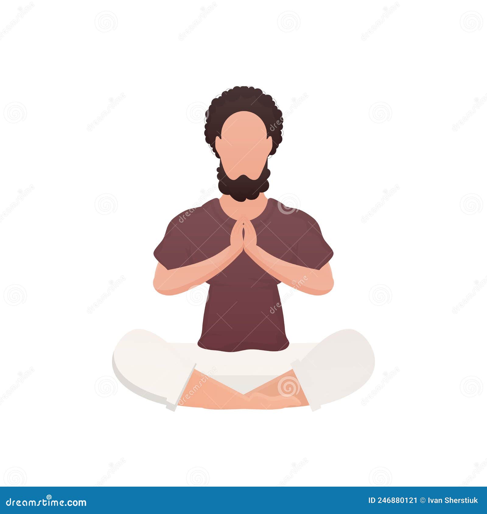 A Young Guy is Sitting and Meditating. Isolated. Cartoon Style Stock ...