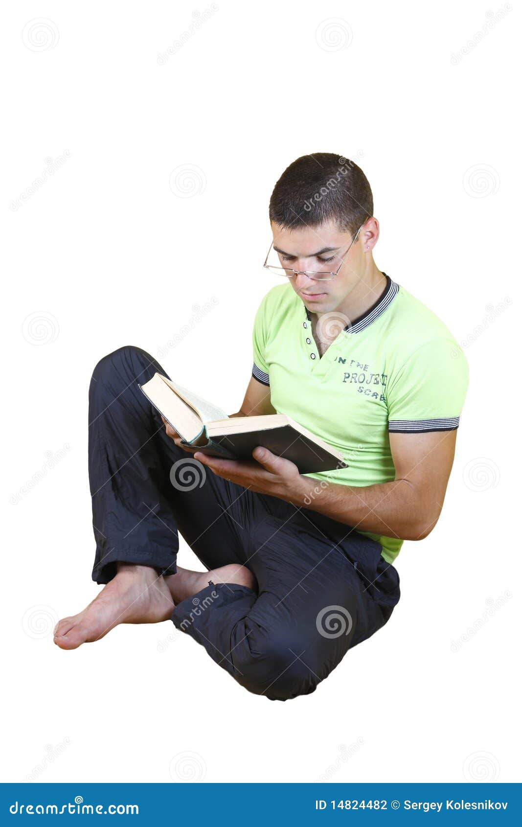 Young Guy Sitting Reading a Book Stock Photo - Image of caucasian ...