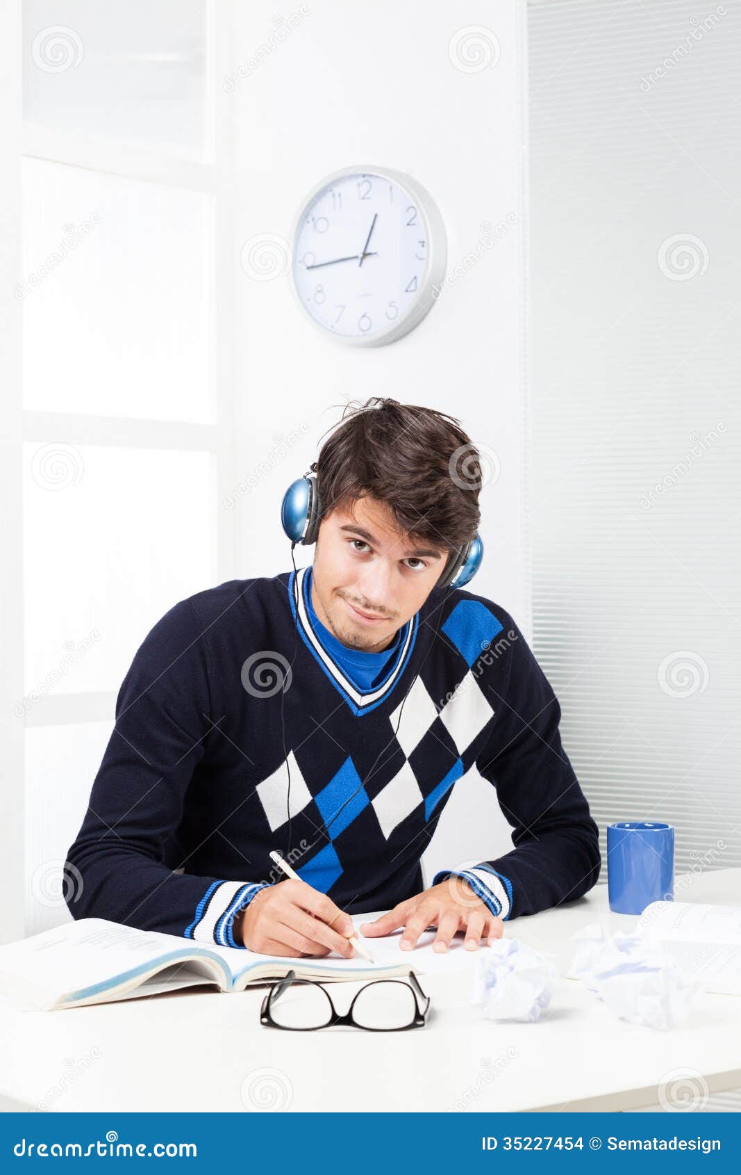 A Young Guy Studying at Home Stock Photo - Image of book, funny: 35227454