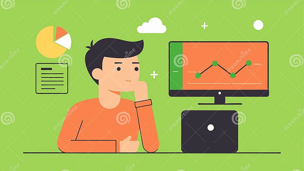 Young Guy Thinking: Analyzing Data Stock Photo - Image of computer ...