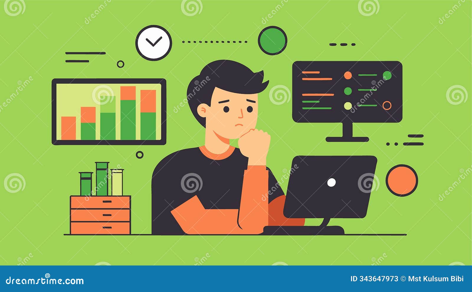 Young Guy Thinking: Analyzing Data Stock Image - Image of analysis ...