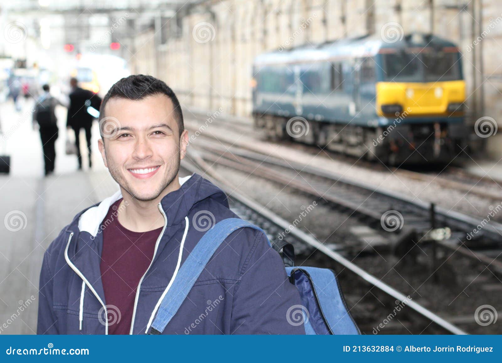 Young guy in train station stock photo. Image of macho - 213632884