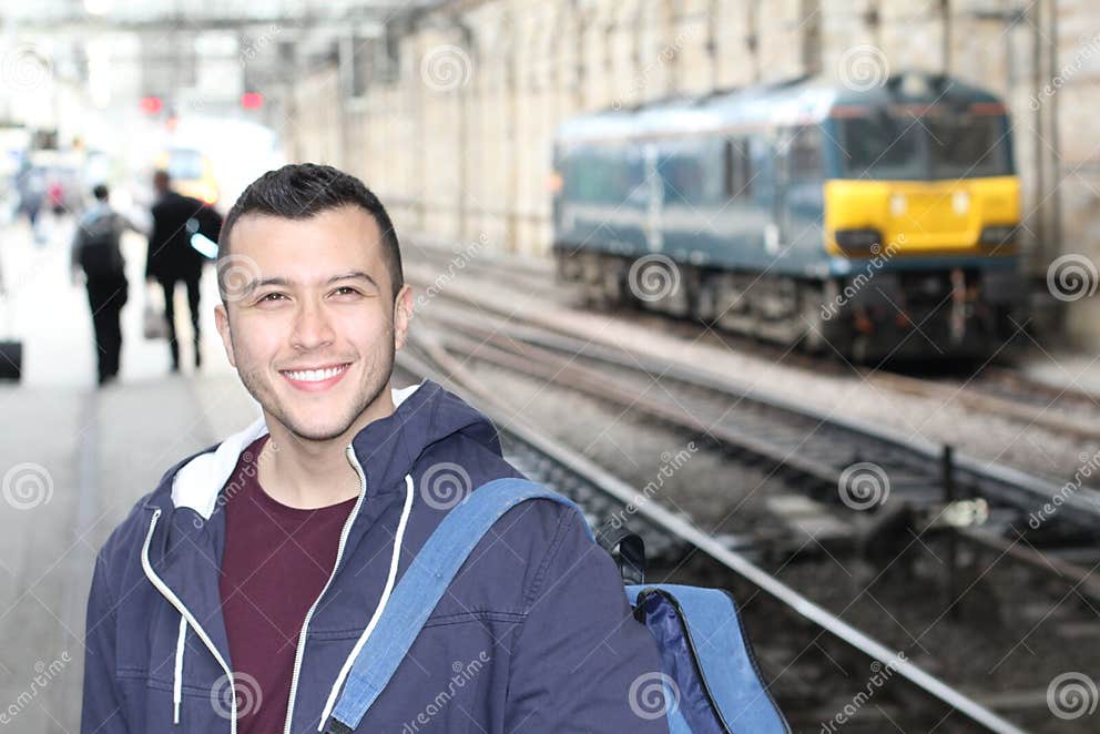 Young guy in train station stock photo. Image of macho - 213632884