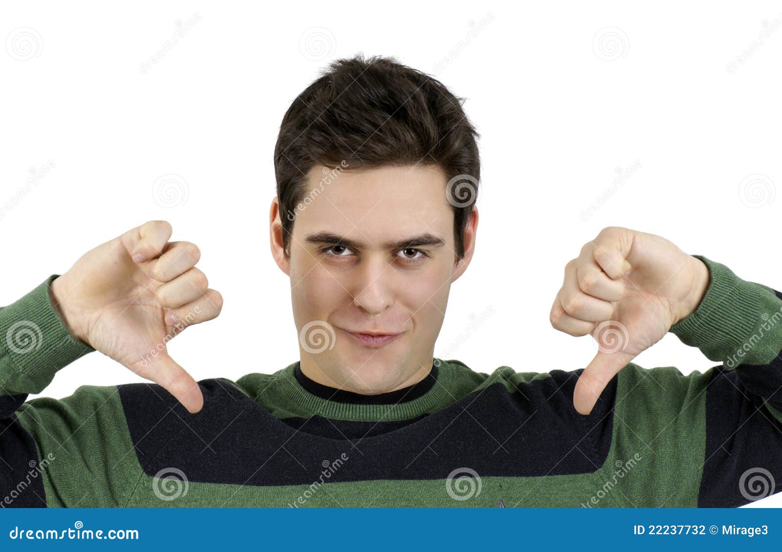 Young Guy with Two Thumbs Down Stock Photo - Image of expression, sign ...
