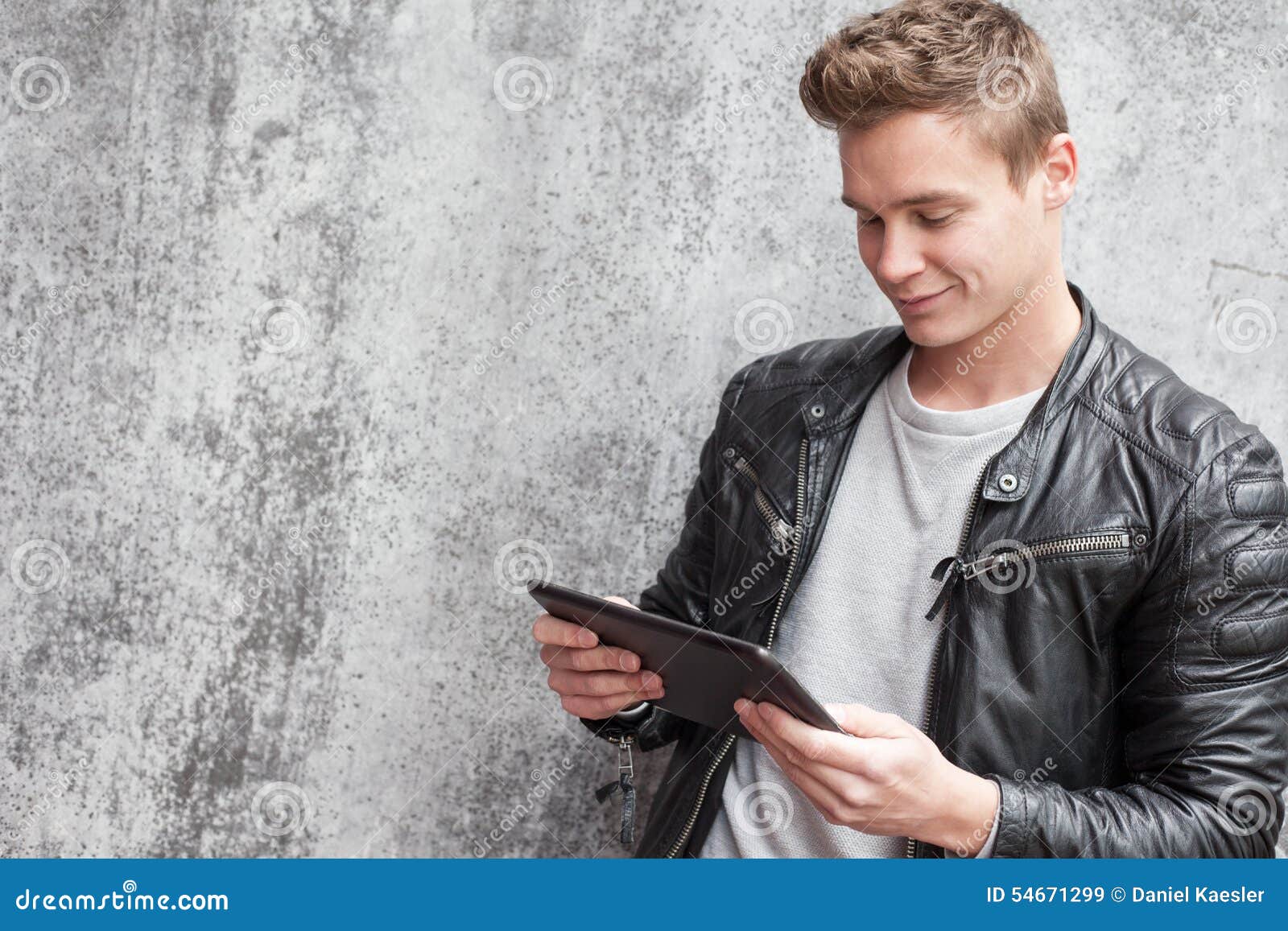 Young Guy Using Tablet Device Stock Image - Image of student, device ...