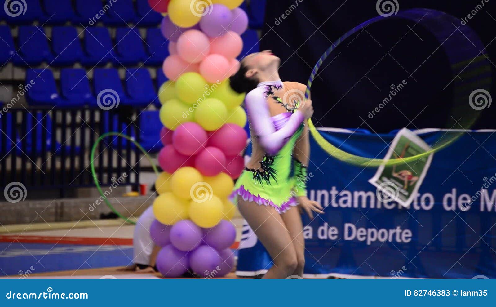 Young Gymnast with Ring on a Rhythmic Gymnastics Tournament Stock Video ...